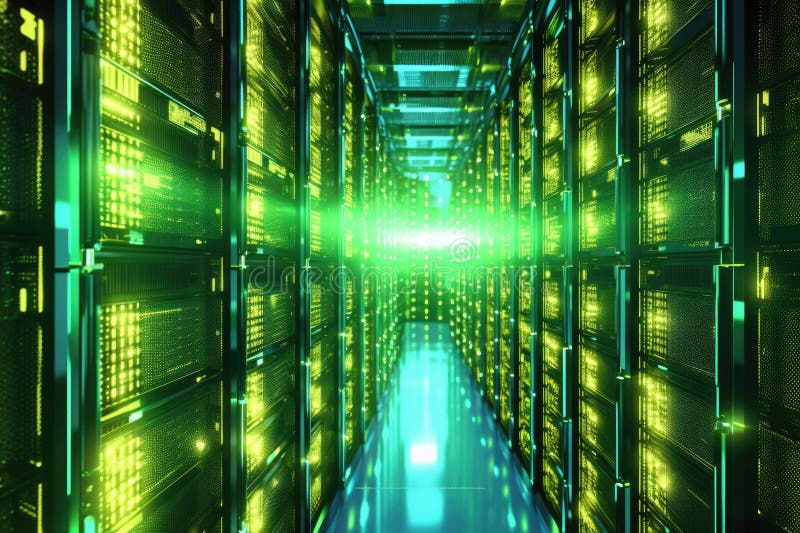 Stacks of Digital Servers with Glowing Lights Stock Image - Image of ...