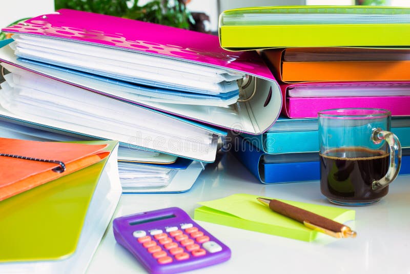 Stacks of Document on a Desk, Office Work Stock Image - Image of ...
