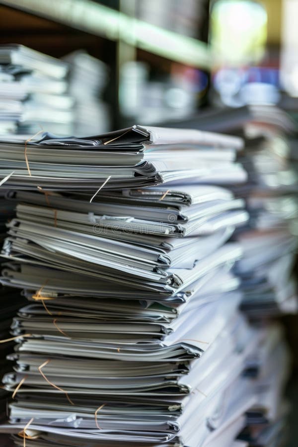 Stacks of Documents in Office Environment Highlighting Organizational ...