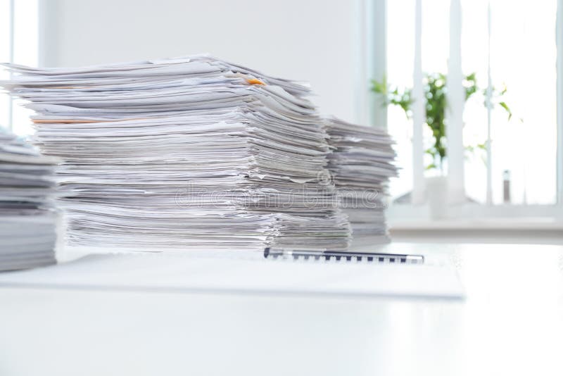 Stacks of Documents on Table Stock Photo - Image of finance, budget ...