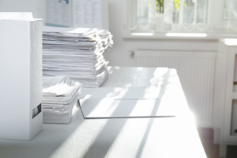 Stacks of Documents on Table Stock Image - Image of pile, chaos: 154050045