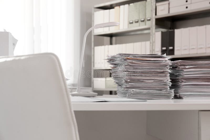 Stacks of Documents on Table Stock Image - Image of documentation ...