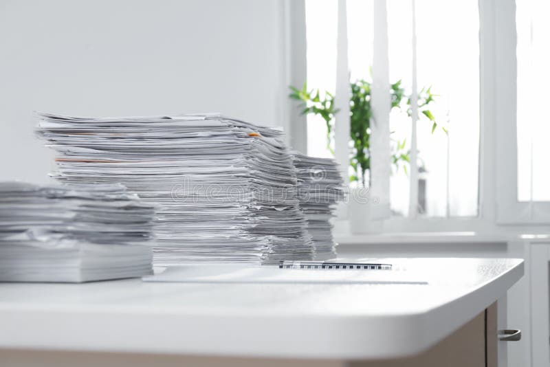 Stacks of Documents on Table Stock Photo - Image of paper, register ...