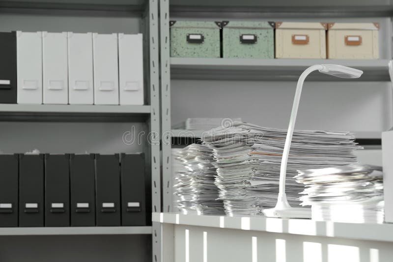 Stacks of Documents on Table Stock Photo - Image of print, management ...