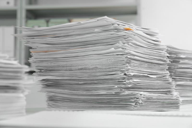 Stacks of Documents on Table Stock Photo - Image of information ...