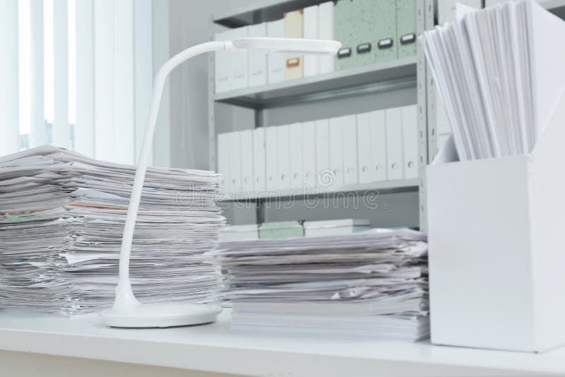 Stacks of Documents with Clips in Box for Filing Business Stock Photo ...