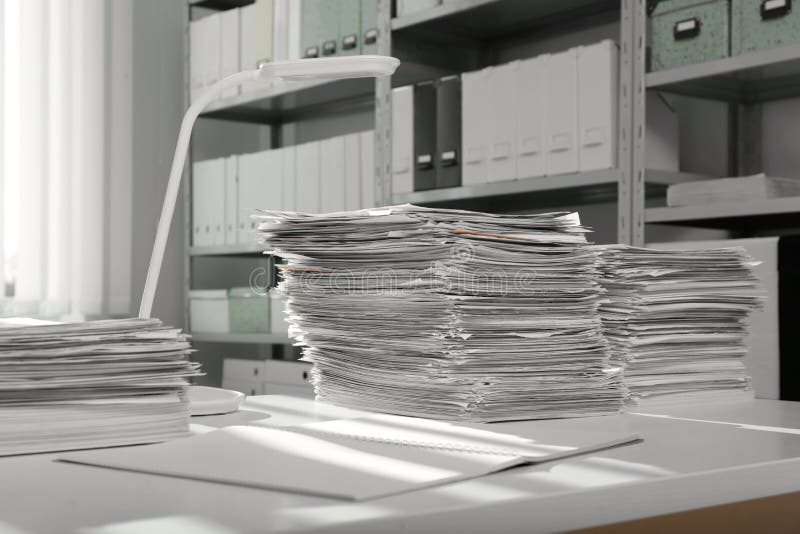 Stacks of Documents on Table Stock Image - Image of pile, historical ...