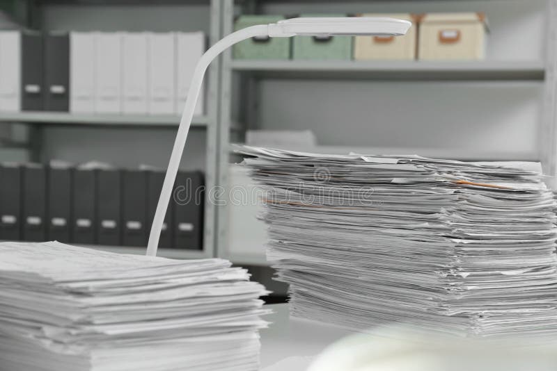 Stacks of Documents with Clips in Box for Filing Business Stock Photo ...