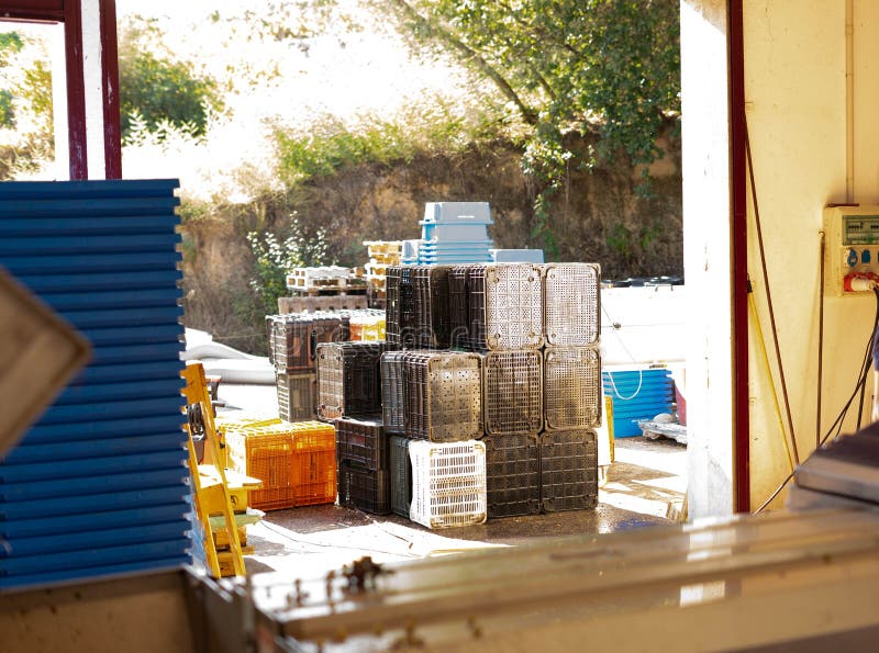 Stacks of Empty Fruit Boxes Stock Image - Image of produce, grape ...