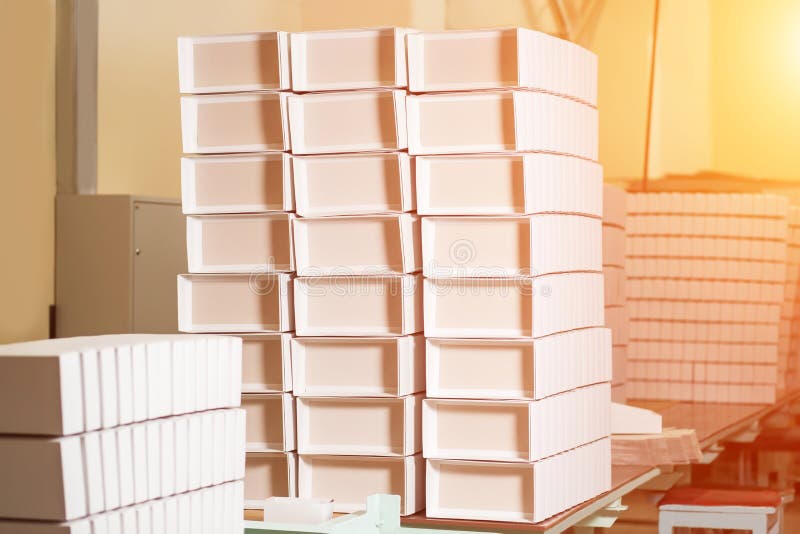 Stacks of Empty White Boxes. Stock Photo - Image of empty, freight ...