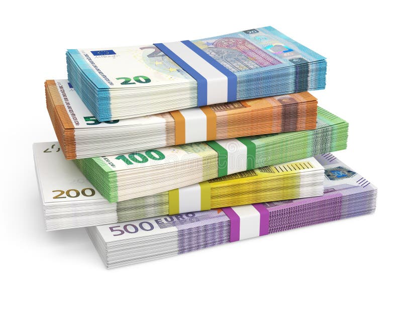 Stacks of Euro Banknotes in Different Denominations Stock Image - Image ...