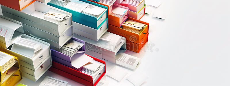 Stacks of Files and Boxes in a Vibrant Rainbow of Hues Spill Across the ...