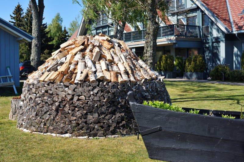 Stacks of Firewood at the Home Stock Image - Image of season, bark ...