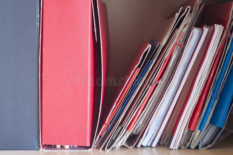 Stacks of Folders with Papers on the Desk Stock Photo - Image of ...