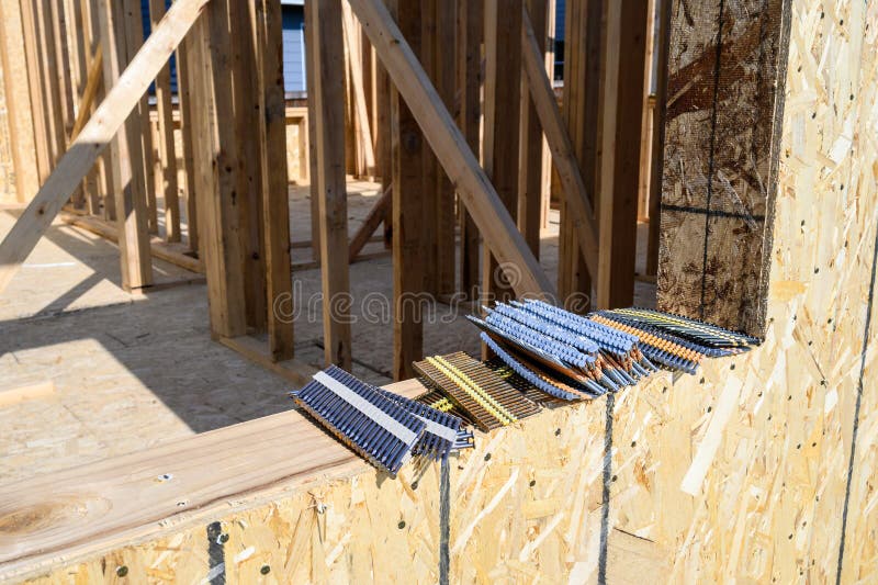 Stacks of Framing Nails Sitting on the Windowsill of a House Under ...