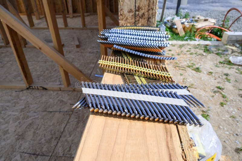 Stacks of Framing Nails Sitting on the Windowsill of a House Under ...