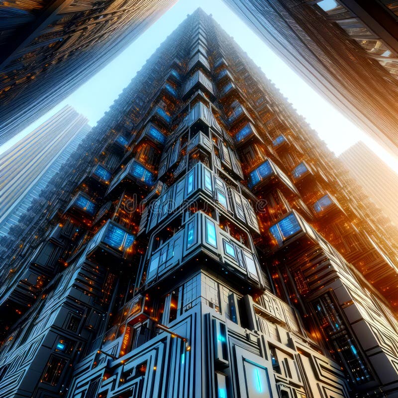 Stacks of Futuristic Quantum Cores Stock Illustration - Illustration of ...