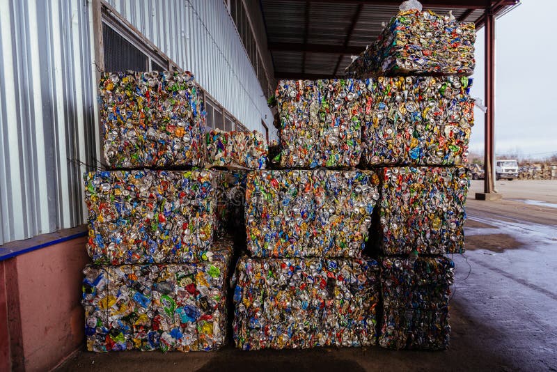Stacks of Garbage. Pressed and Packed Aluminum Cans Stock Photo - Image ...