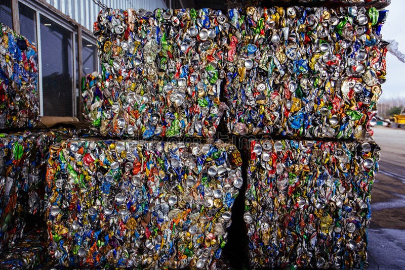 Stacks of Garbage. Pressed and Packed Aluminum Cans Stock Image - Image ...