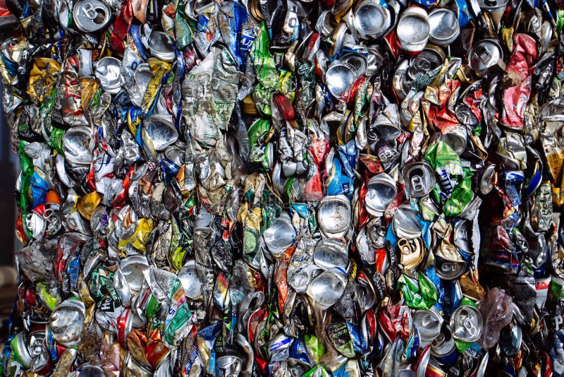 Stacks of Garbage. Pressed and Packed Aluminum Cans Stock Image - Image ...