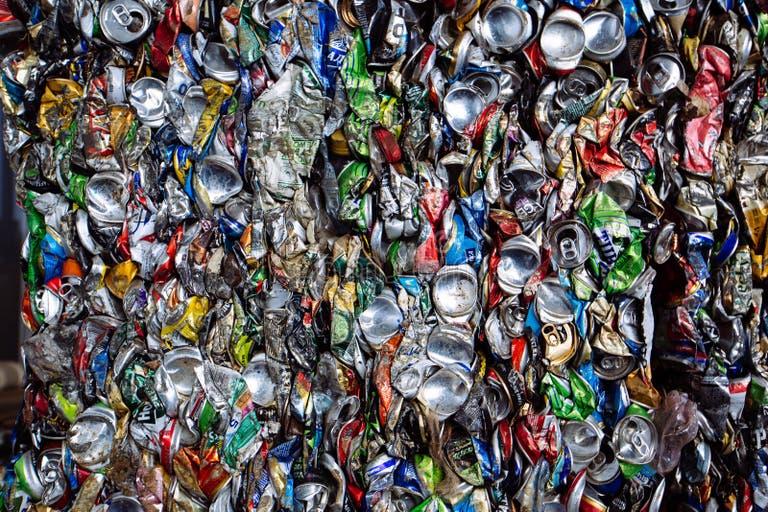 Stacks of Garbage. Pressed and Packed Aluminum Cans Stock Image - Image ...