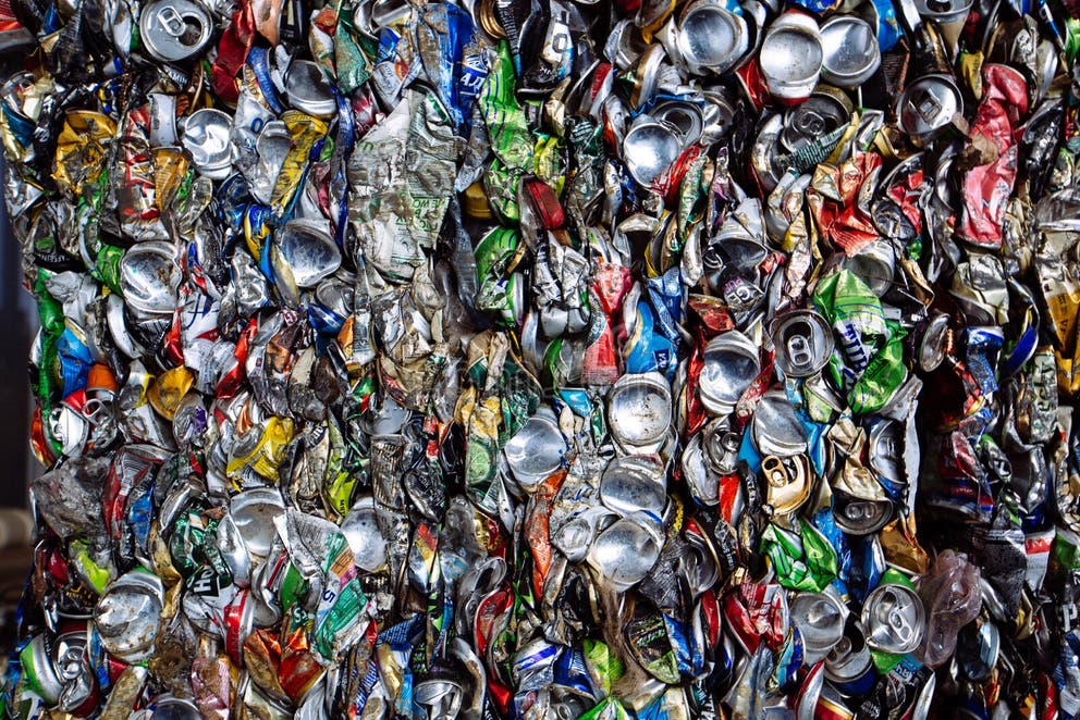 Stacks of Garbage. Pressed and Packed Aluminum Cans Stock Image - Image ...