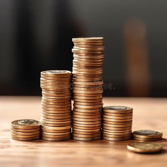 Stacks of generic coins stock illustration. Illustration of coins ...