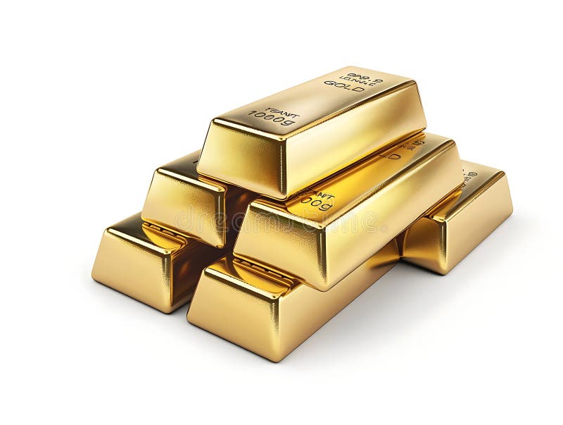 Stacks of Gold Bars on White Background Stock Illustration ...