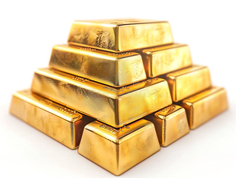 Stacks of Gold Bars on White Background Stock Illustration ...