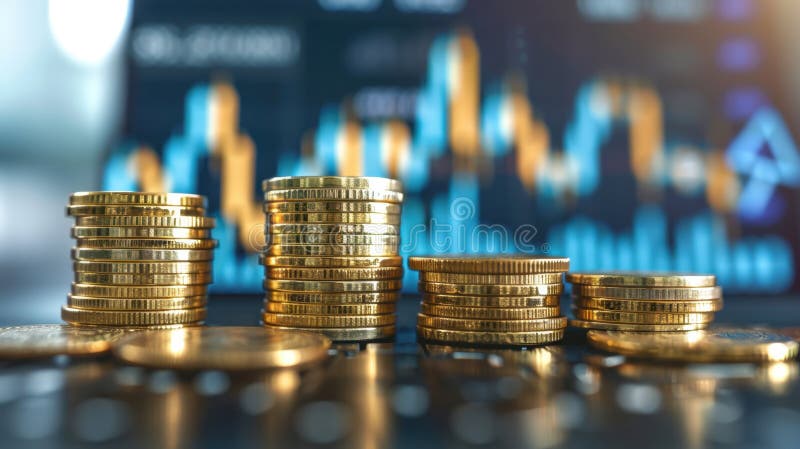Stacks of Gold Coins.AI Generated Image Stock Image - Image of profit ...