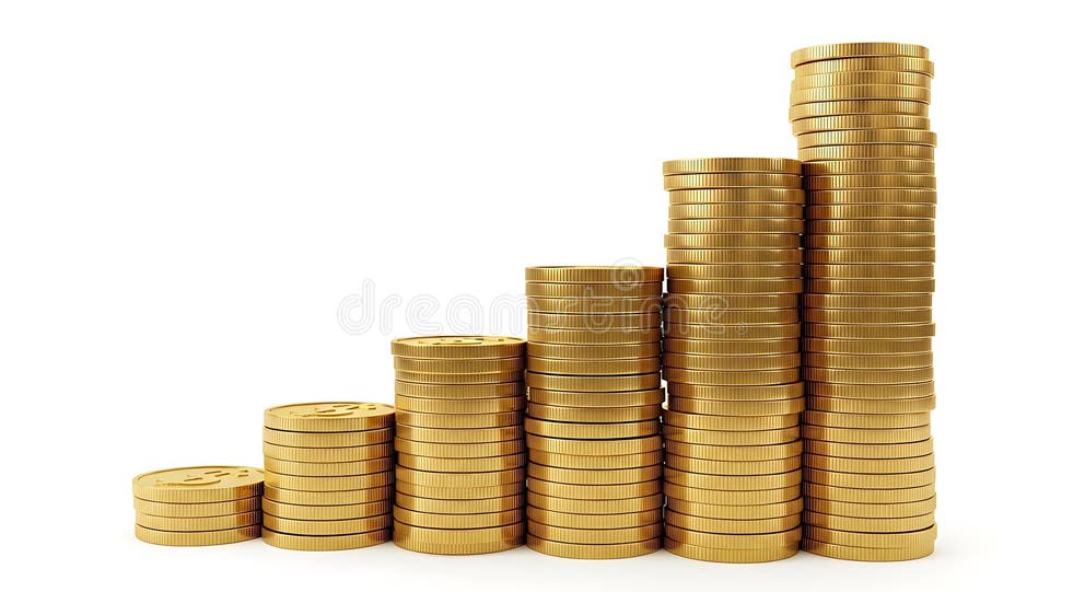 Stacks of Gold Coins Arranged in Ascending Order, Creating a Visual ...