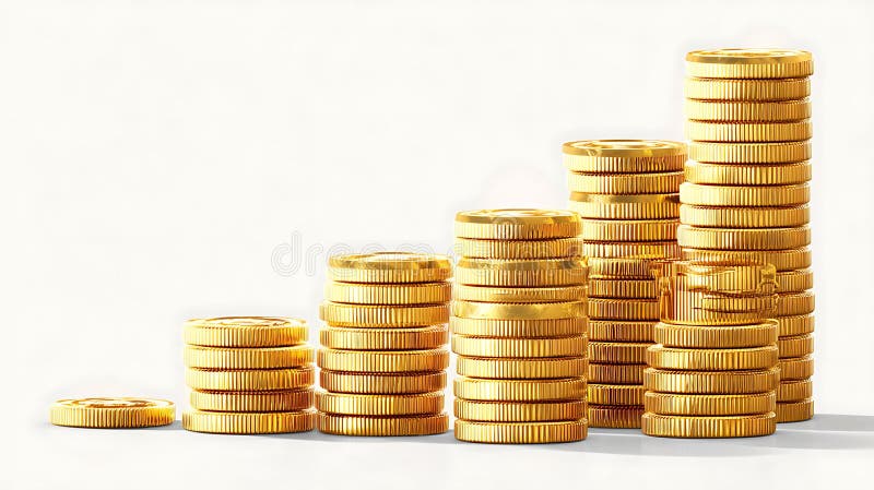 Stacks of Gold Coins are Arranged in Ascending Order from Left To Right ...