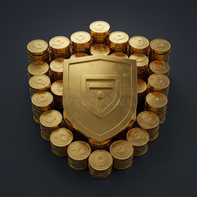 Large Flat Gold Shield Emblem Stock Illustrations – 3 Large Flat Gold ...