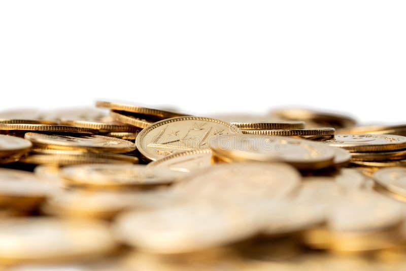 Stacks of Gold Coins of Pakistani Currency Symbolize Wealth and ...