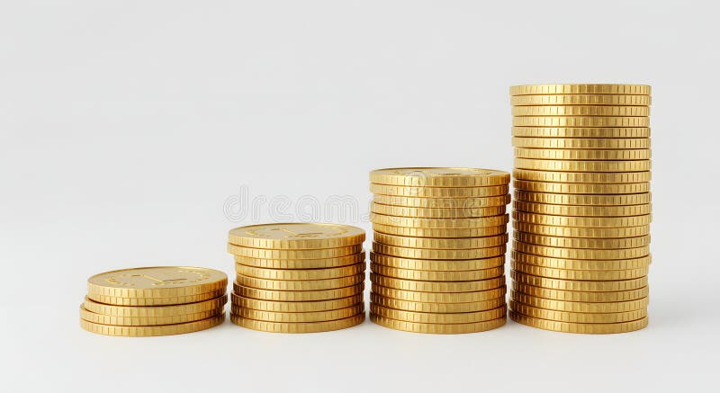Stacks of Gold Coins Showing Growth, Ai Generated Stock Illustration ...