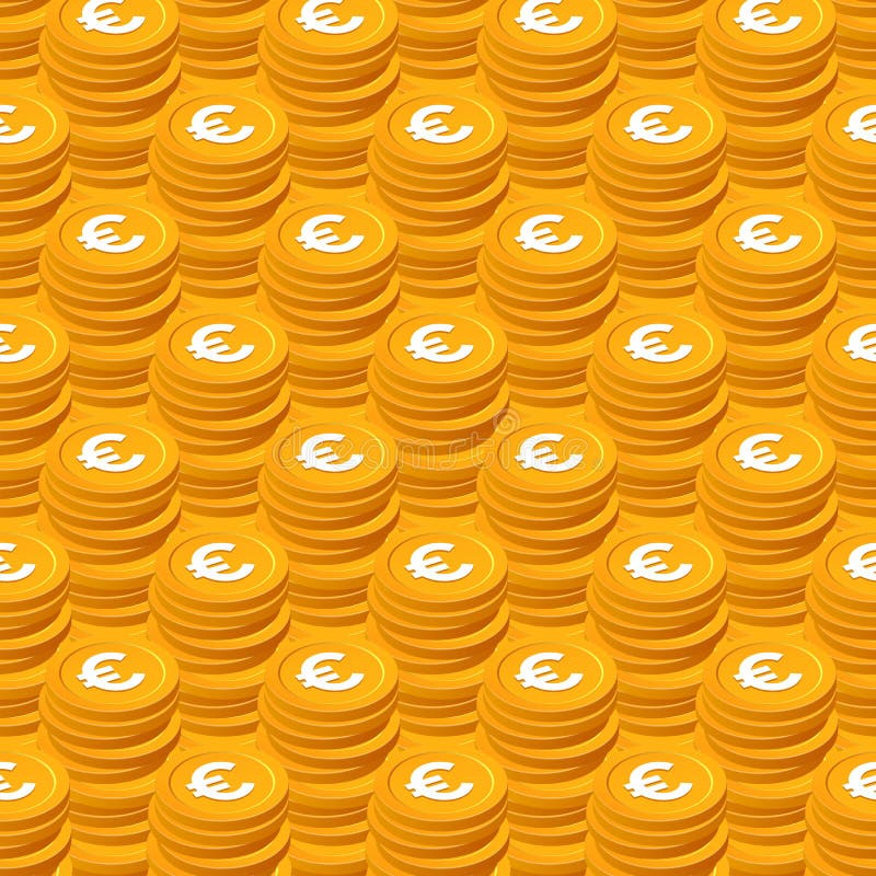 Stacks of Gold Coins Vector Seamless Pattern. Isometric Golden Euro ...