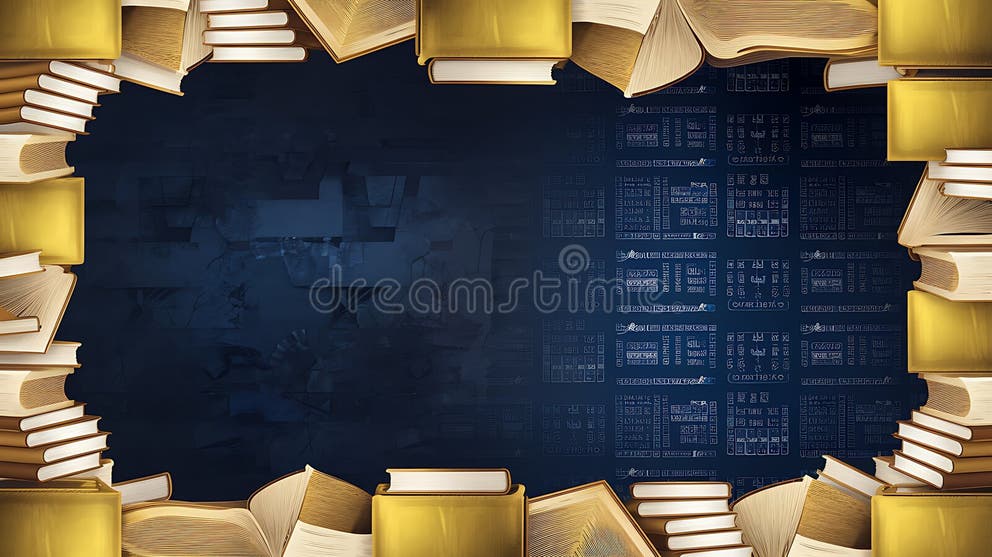 Golden Books Frame Encircling Knowledge, Education, and Wisdom Stock ...