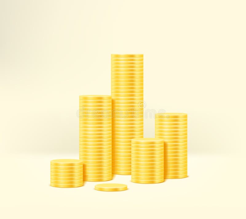 Stacks of Golden Coins. Golden Coins Stacks Stock Vector - Illustration ...