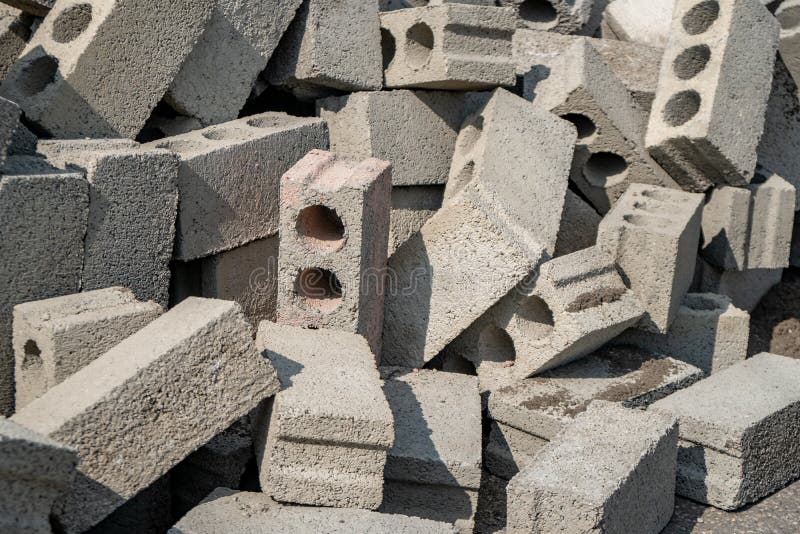 Stacks of Gray Concrete Blocks on the Ground Stock Photo - Image of ...