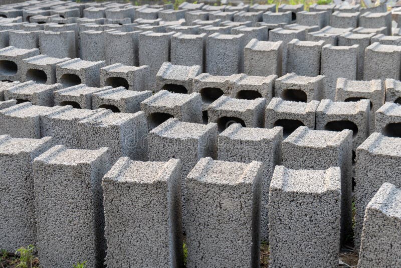 Stacks of Gray Concrete Blocks on the Ground Stock Image - Image of ...