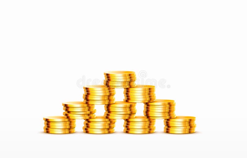 Stacks of Increasing Coins Gold Coins on White Background. Vector Stock ...