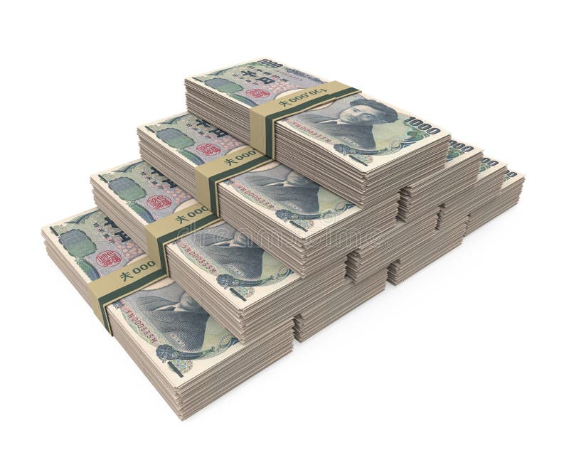 Stacks of 1000 Japanese Yen Isolated Stock Photo - Image of stacks ...