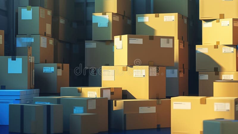Cardboard Boxes Piling Up in Distribution Warehouse Symbolizing ...