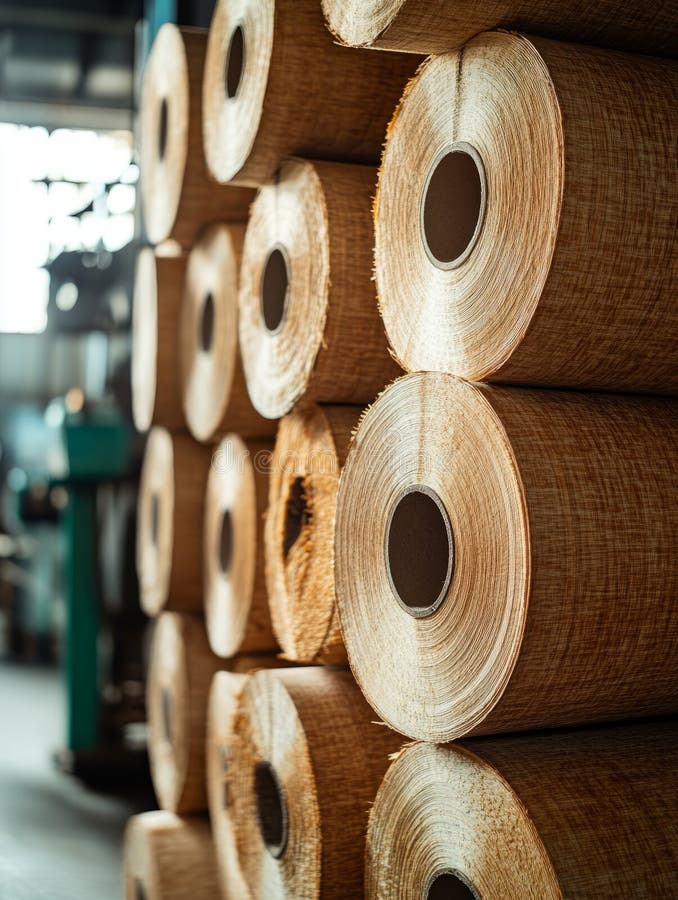 Stacks of Large Paper Rolls in an Industrial Setting. Stock Image ...