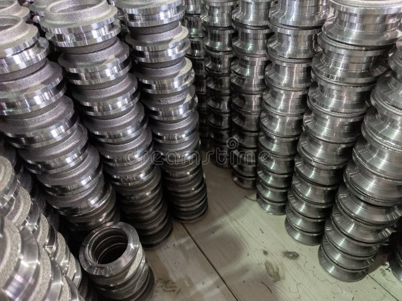 Stacks of Many Turned Forgings in Wooden Box Stock Image - Image of ...