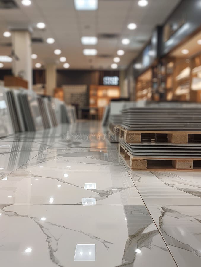 Stacks of Marble Tiles Displayed in a Well-lit Showroom. Stock Photo ...