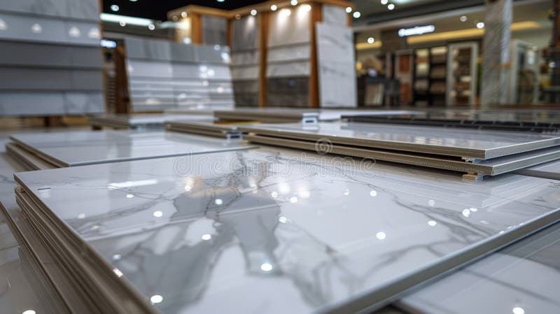Stacks of Marble Tiles in a Showroom Display. Stock Photo - Image of ...
