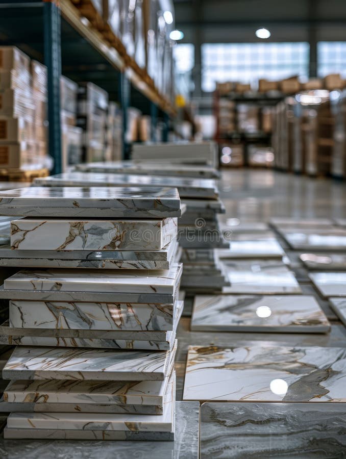 Stacks of Marble Tiles in a Warehouse. Stock Photo - Image of slabs, tiles: 359381784