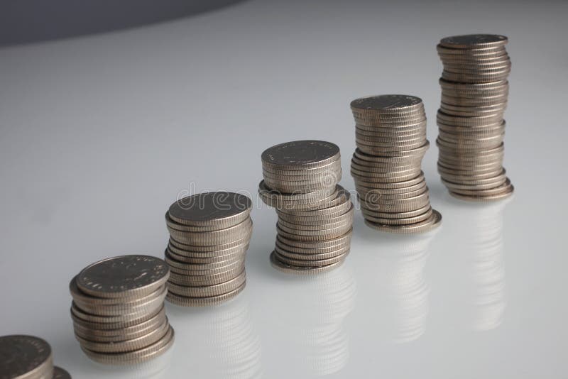 Stacks of money coins stock photo. Image of background - 94461784