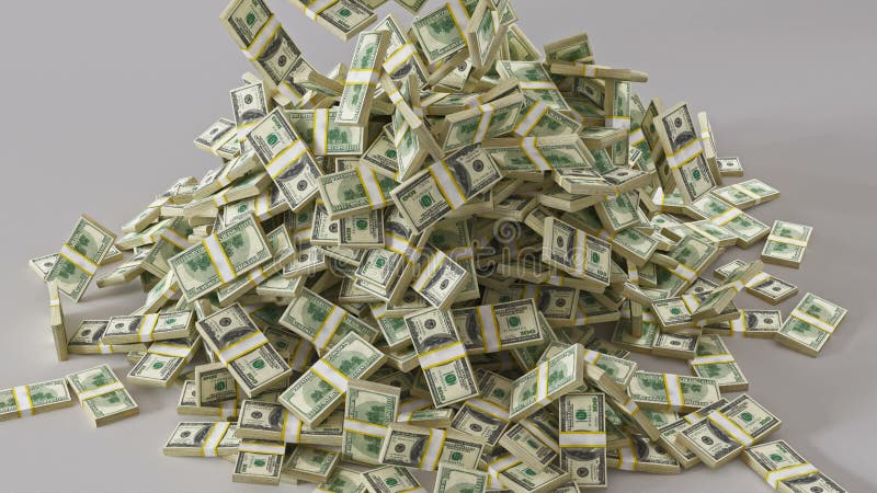 Stacks of Money Falling from Above Oh White Background. Stack of Dollar ...